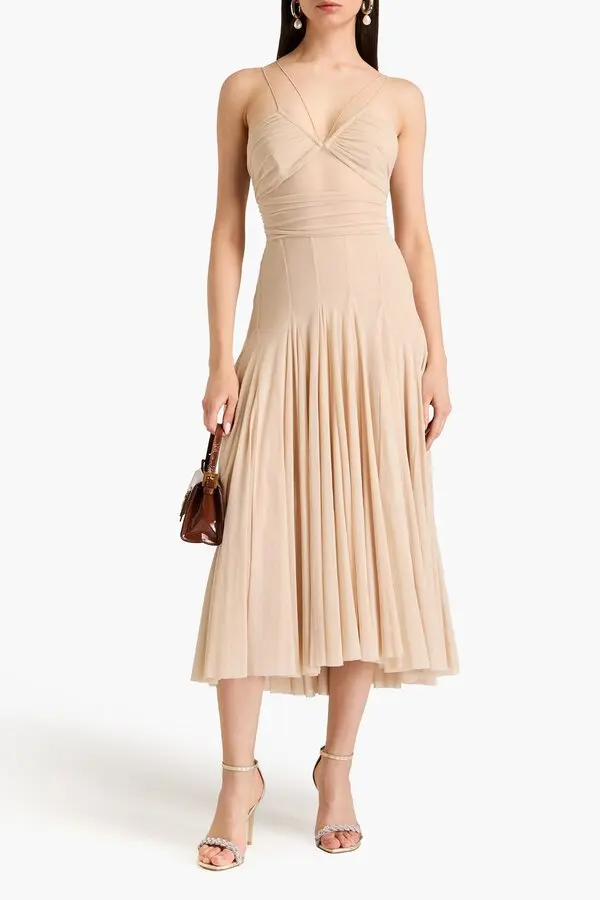 Philosophy Di Lorenzo Serafini Ruched Tulle Midi Dress In Neutral - 75% Off  | Editorialist