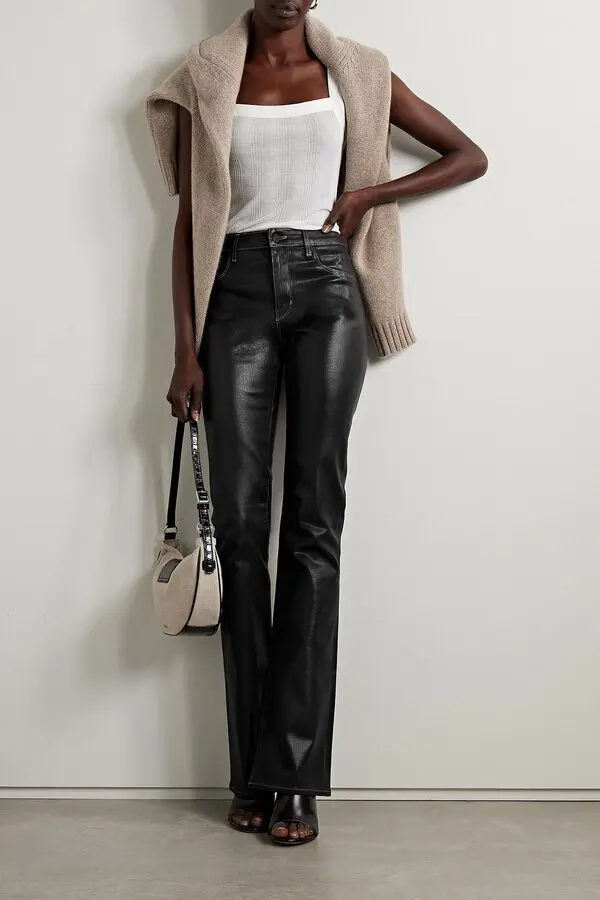 L'Agence Selma Coated Highrise Flared Jeans