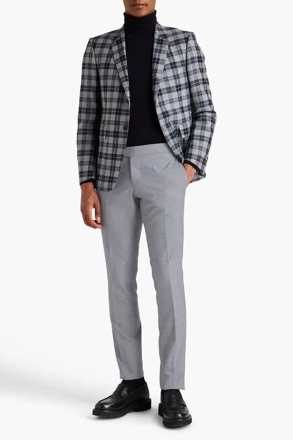 Thom Browne Slim-fit Striped Wool-blend Trousers - Gray