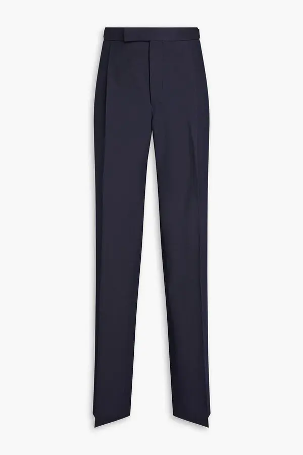 Thom Browne Pleated Grain De Poudre Wool Pants - Midnight Blue
