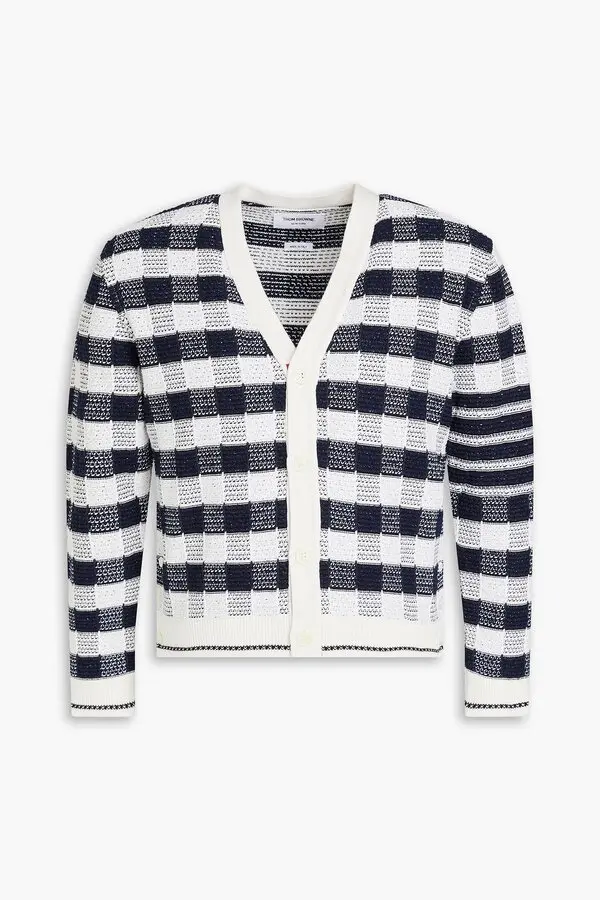 Thom Browne Checked Jacquard-knit Cotton-blend Cardigan