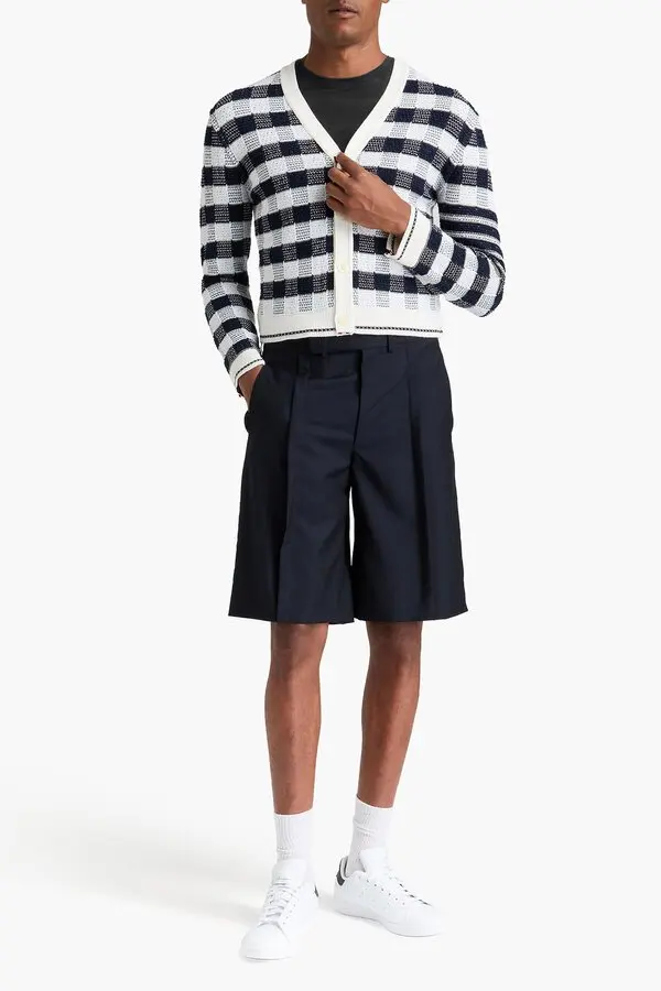 Thom Browne Checked Jacquard-knit Cotton-blend Cardigan