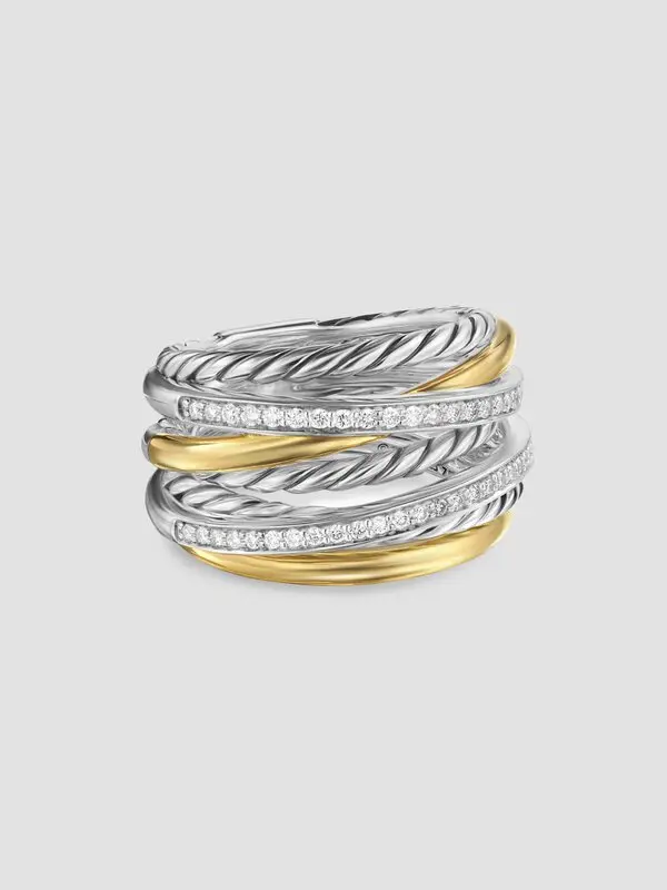 David Yurman Crossover Seven Row Ring In Sterling Silver - Diamond