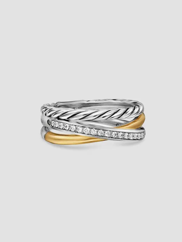 David Yurman Crossover Three Row Ring In Sterling Silver