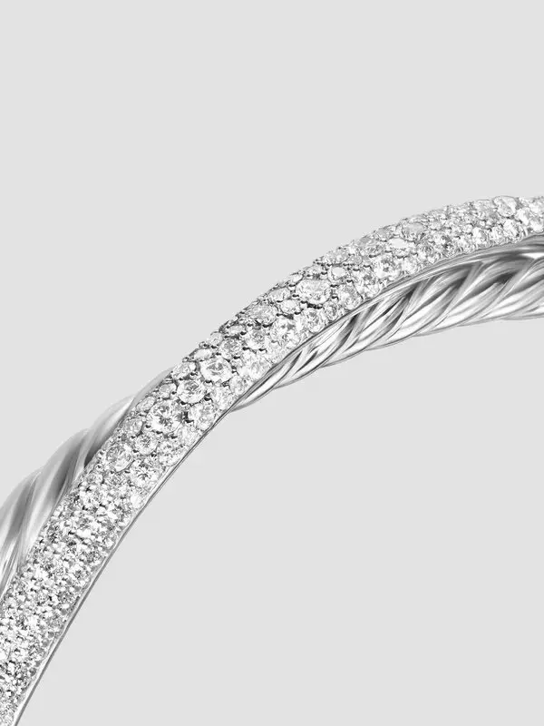 David Yurman Pavé Crossover Two Row Cuff Bracelet In Sterling