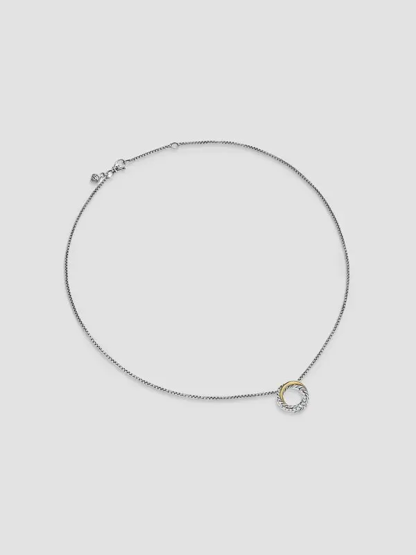 David Yurman Crossover Pendant Necklace In Sterling Silver With 18k Yellow Gold And Diamonds, 14.5mm - Diamond