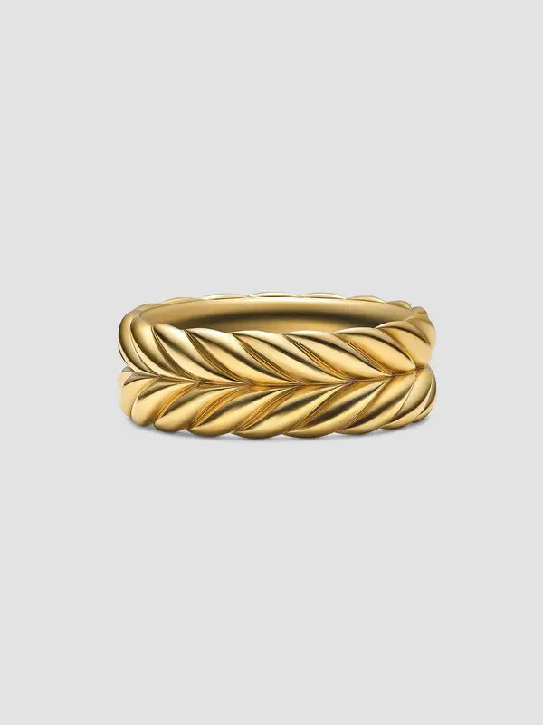 David Yurman Chevron Band Ring In 18k Yellow 9mm - Gold