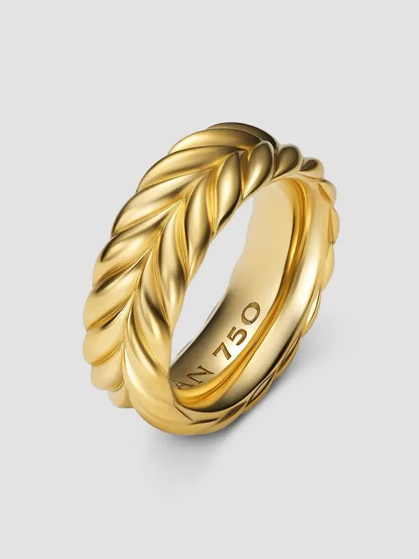 David Yurman Chevron Band Ring In 18k Yellow 9mm