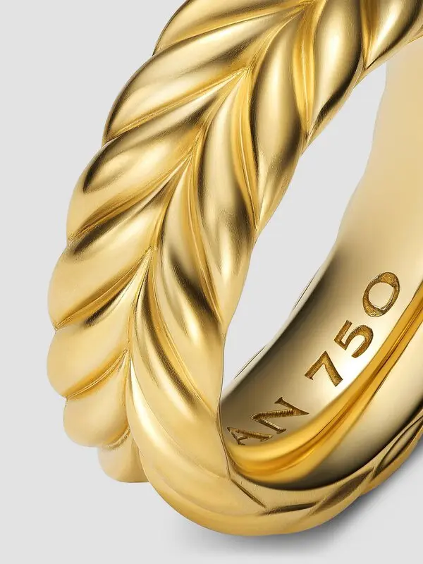 David Yurman Chevron Band Ring In 18k Yellow 9mm