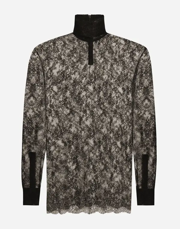 Dolce & Gabbana Lace Turtleneck Top With Shirt Cuffs