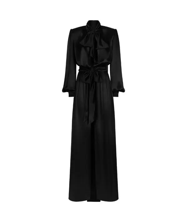 Dolce & Gabbana Long Silk Satin Dress With Front Slit