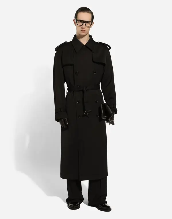 Dolce & Gabbana Double-breasted Wool Gabardine Trench Coat