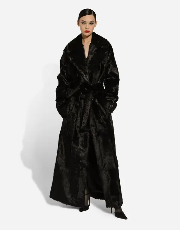 Dolce & Gabbana Goatskin Belted Coat