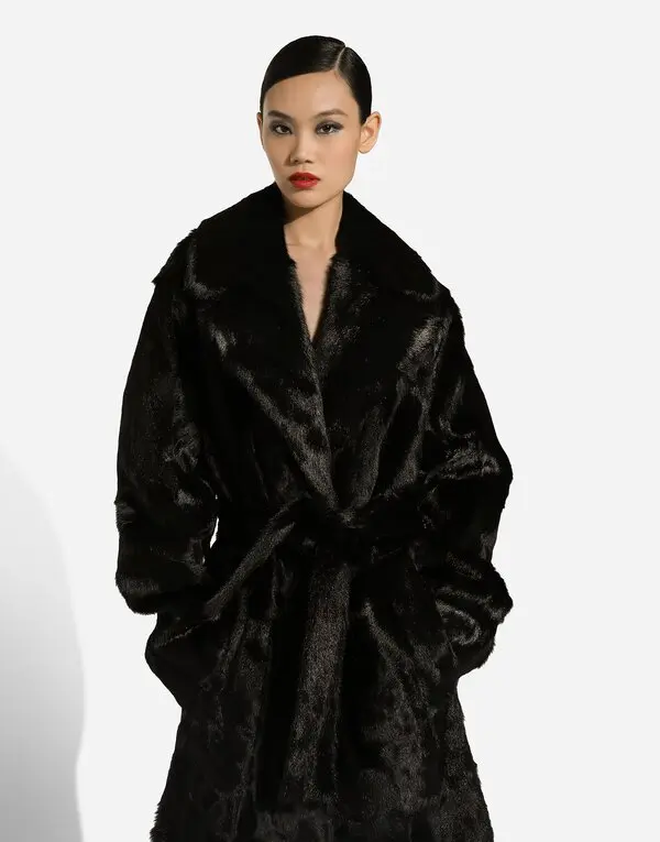 Dolce & Gabbana Goatskin Belted Coat