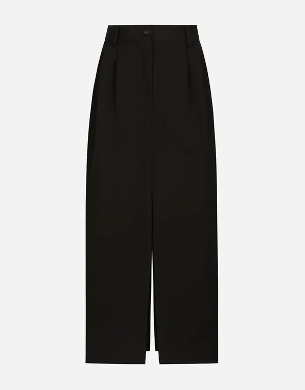 Dolce & Gabbana Wool Gabardine Calf-length Tuxedo Pencil Skirt