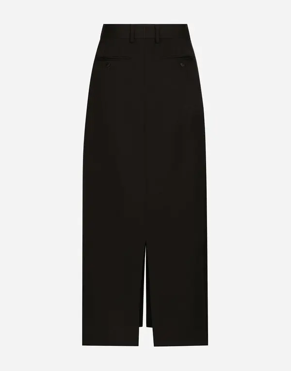 Dolce & Gabbana Wool Gabardine Calf-length Tuxedo Pencil Skirt