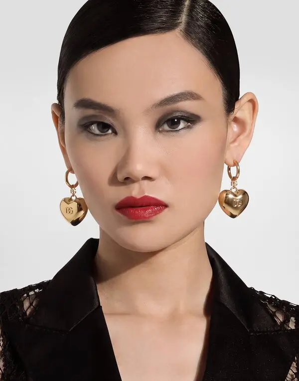 Dolce & Gabbana Heart Drop Earrings With Dg Logo