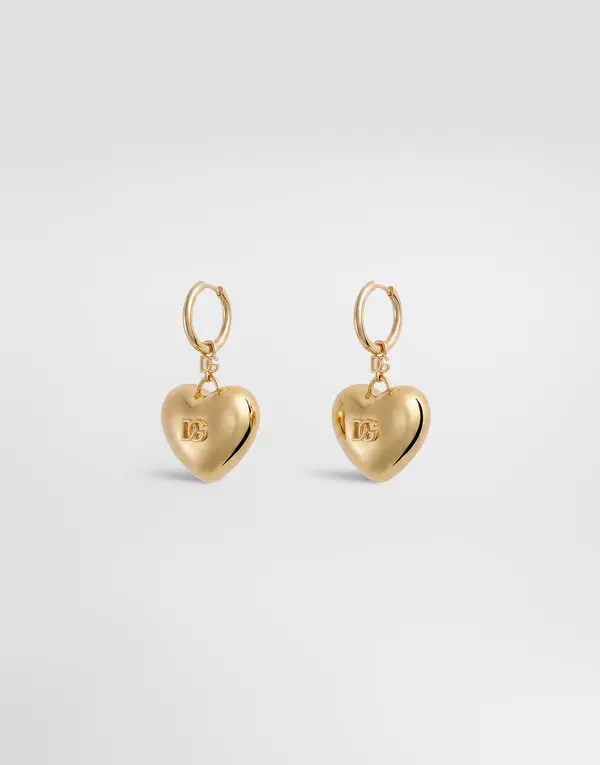 Dolce & Gabbana Heart Drop Earrings With Dg Logo