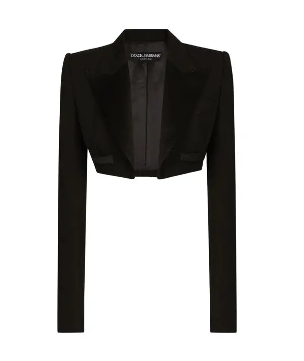 Dolce & Gabbana Single-breasted Wool Gabardine Spencer Tuxedo Jacket