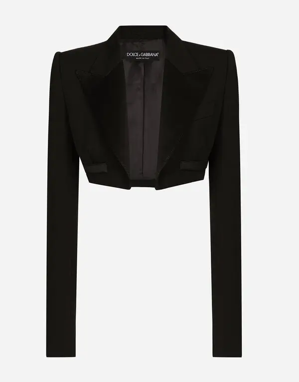 Dolce & Gabbana Single-breasted Wool Gabardine Spencer Tuxedo Jacket