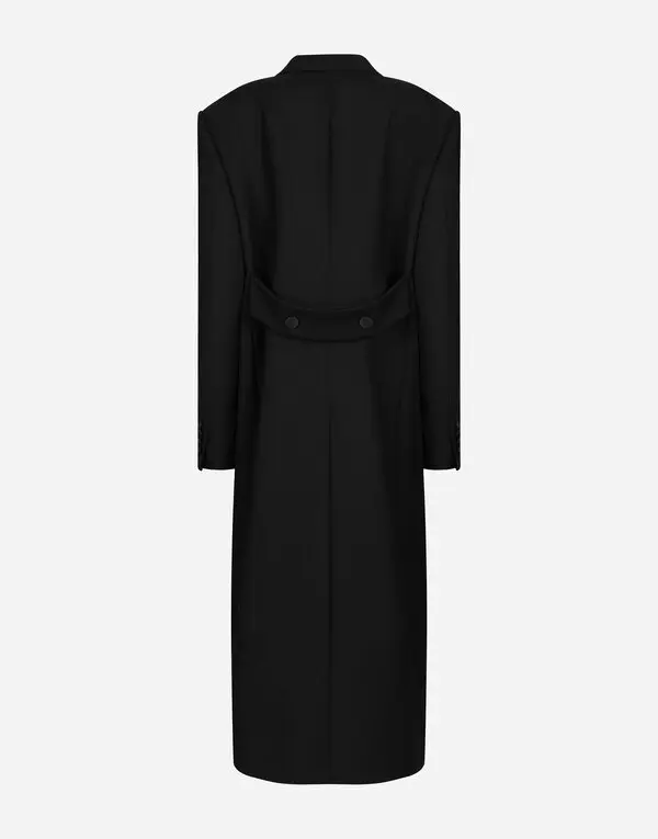 Dolce & Gabbana Long Double-breasted Tuxedo Coat In Double Wool Gabardine