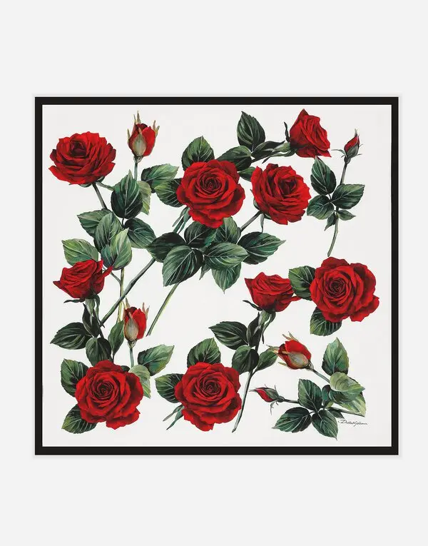 Dolce & Gabbana Silk Jacquard Twill Foulard With All-over Dg Logo Rose - Print