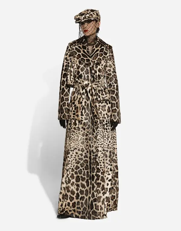 Dolce & Gabbana Leopard-print Goatskin Flat Cap With Veil - Multicolor