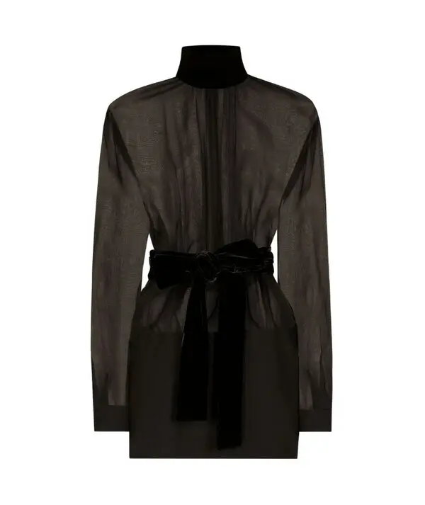 Dolce & Gabbana Short Wool Crepe And Organza Dress