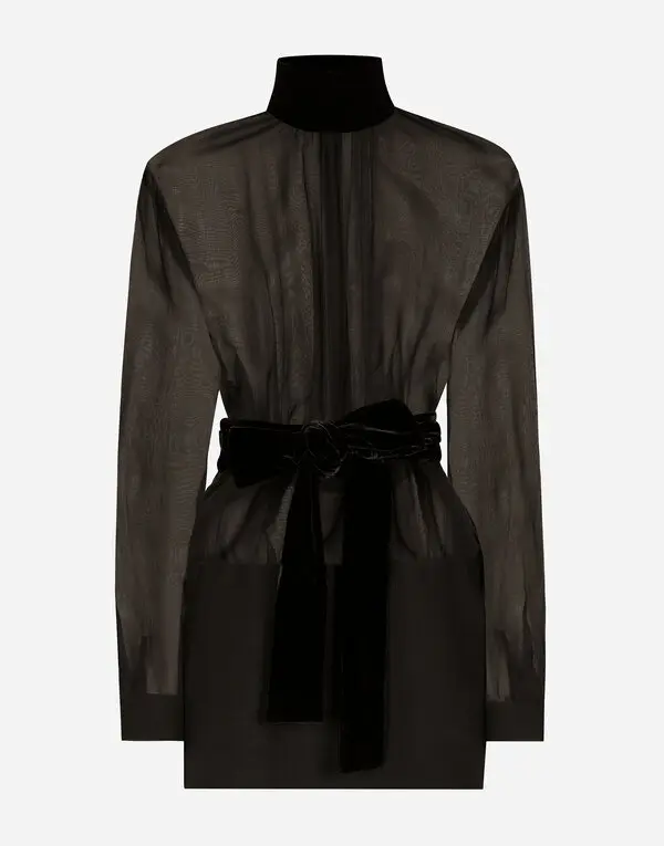 Dolce & Gabbana Short Wool Crepe And Organza Dress