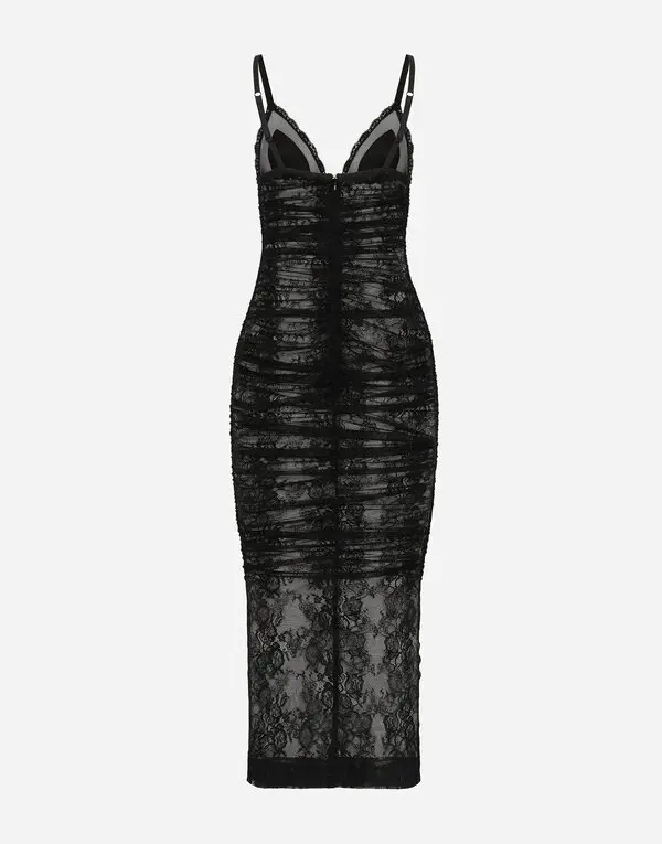 Dolce & Gabbana Calf-length Stretch Chantilly Lace Slip Dress