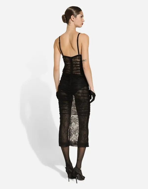 Dolce & Gabbana Calf-length Stretch Chantilly Lace Slip Dress