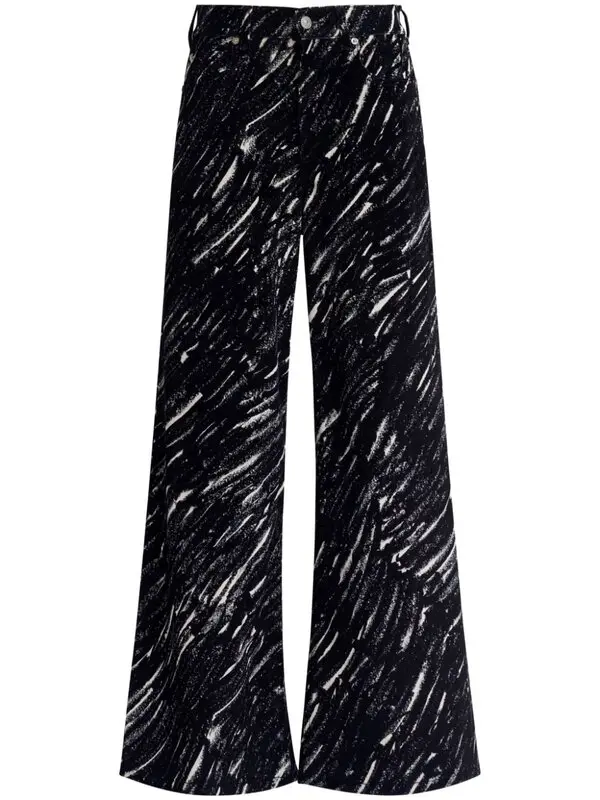 Marni Printed Wide-leg Trousers - Black