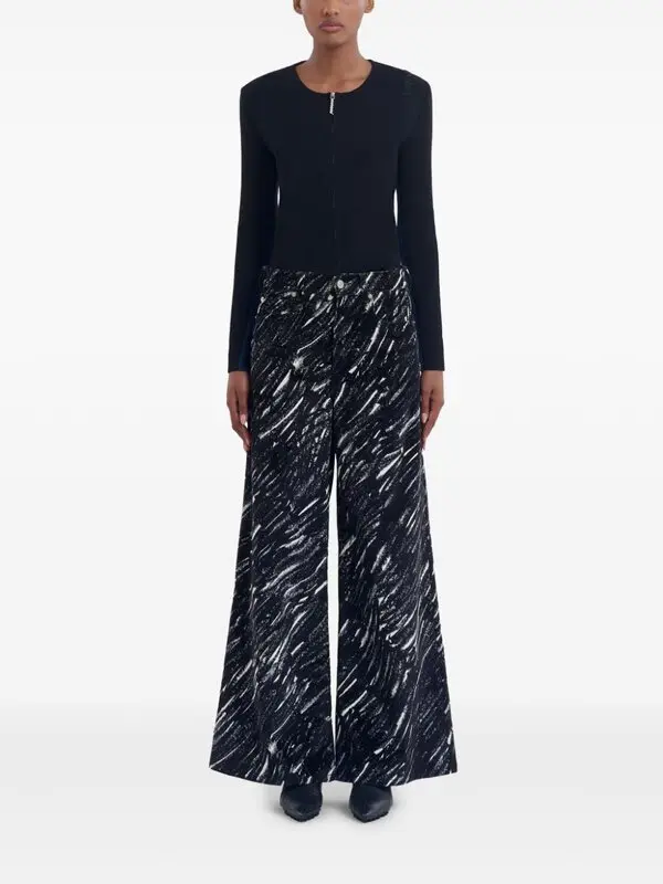 Marni Printed Wide-leg Trousers - Black