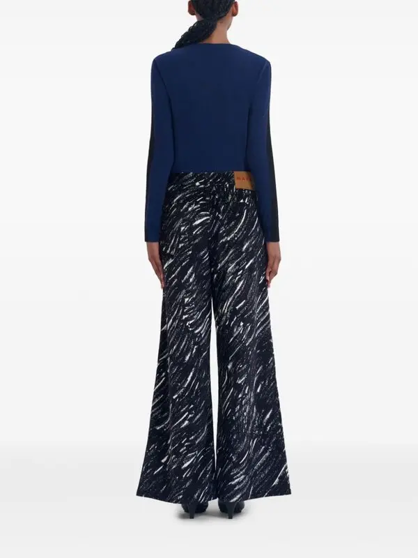 Marni Printed Wide-leg Trousers - Black