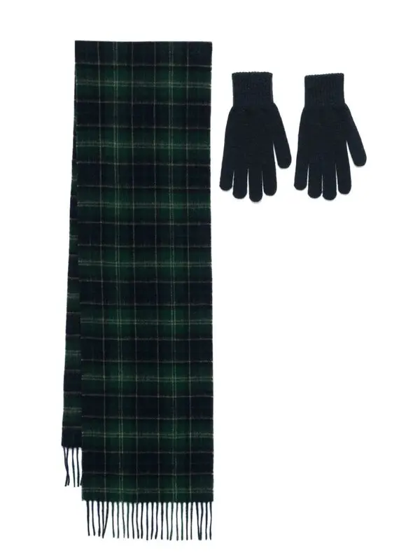 Barbour Tartan Scarf And Gloves Set - Green