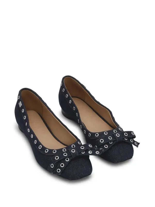 GANNI Eyelet Detailing Denim Ballerina Shoes - Blue