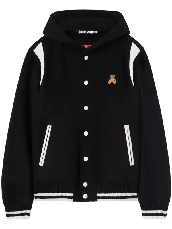 Palm Angels Bear Appliqué Hooded Jacket