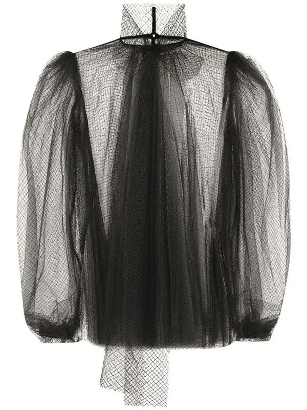Dolce & Gabbana Pussy-bow Mesh Blouse - Black