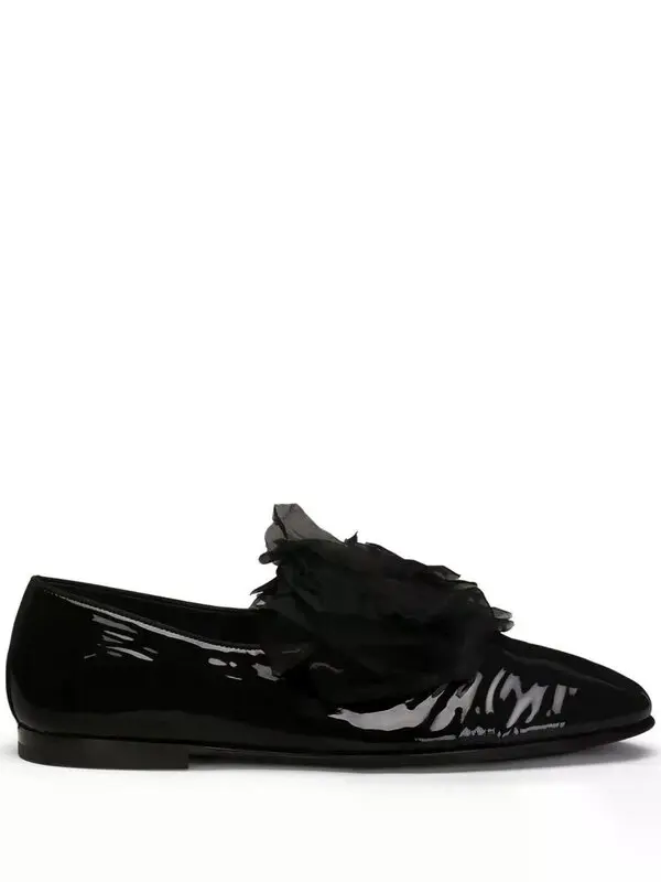 Dolce & Gabbana Patent Leather Slippers With Organza Flower Embellishment