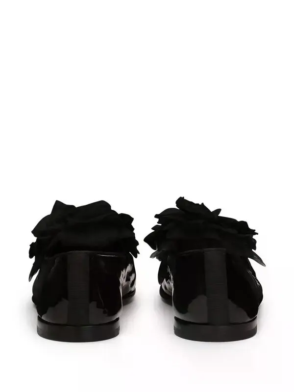 Dolce & Gabbana Patent Leather Slippers With Organza Flower Embellishment