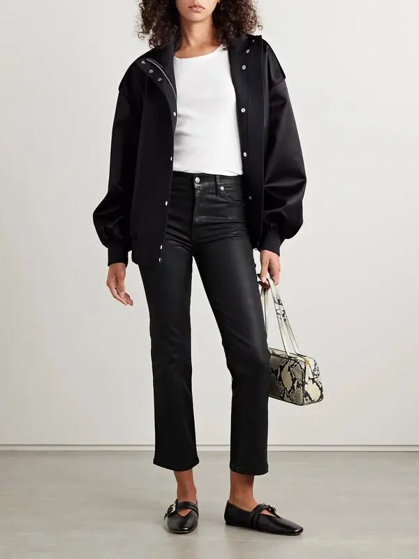 FRAME Le Sleek Coated High-rise Straight-leg Jeans - Black