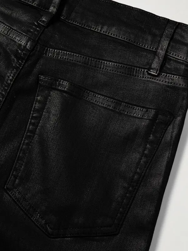 FRAME Le Sleek Coated High-rise Straight-leg Jeans - Black