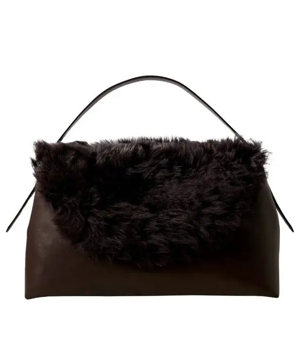 TOTEME T-lock Shearling Shoulder Bag