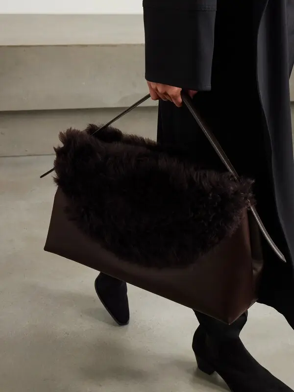 TOTEME T-lock Shearling Shoulder Bag