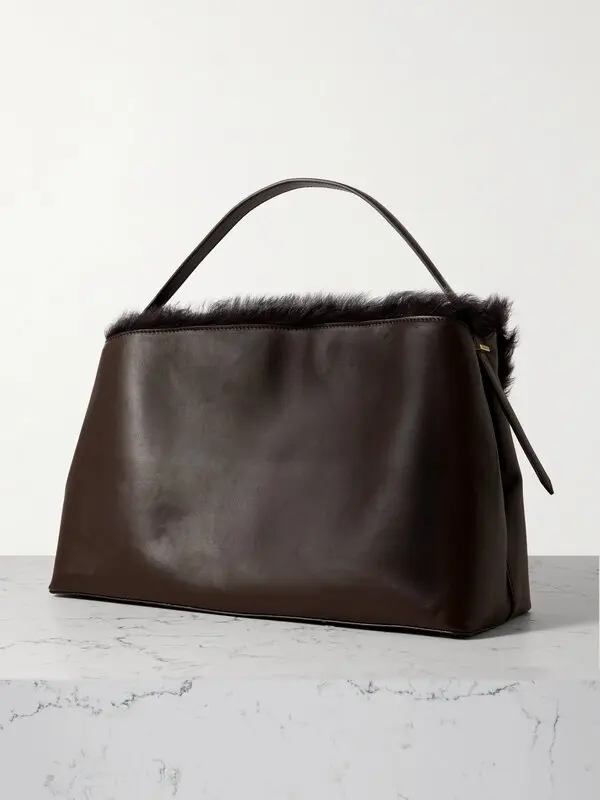 TOTEME T-lock Shearling Shoulder Bag