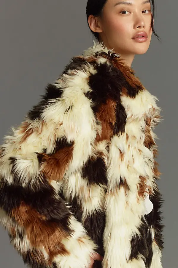 Anthropologie Long Shaggy Coat Jacket - Multicolor | Editorialist