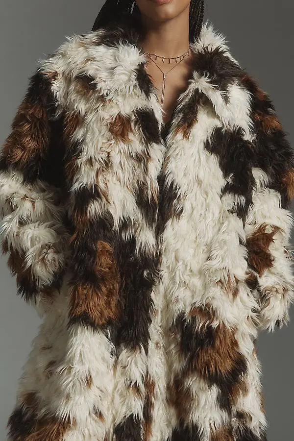 Anthropologie Long Shaggy Coat Jacket - Multicolor | Editorialist