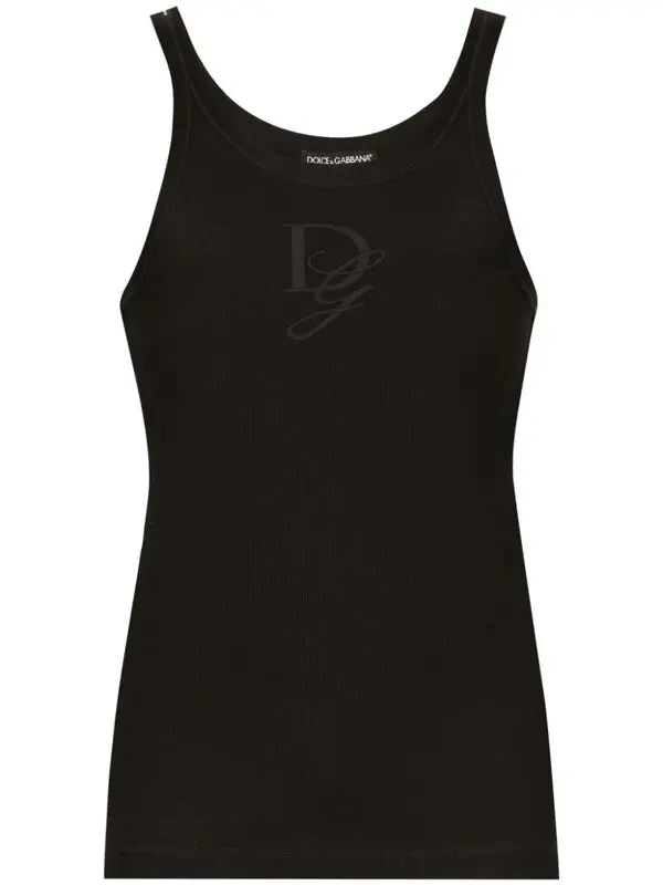 Dolce & Gabbana Round Neck Sleeveless Tank Top - Black
