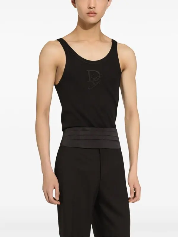 Dolce & Gabbana Round Neck Sleeveless Tank Top - Black