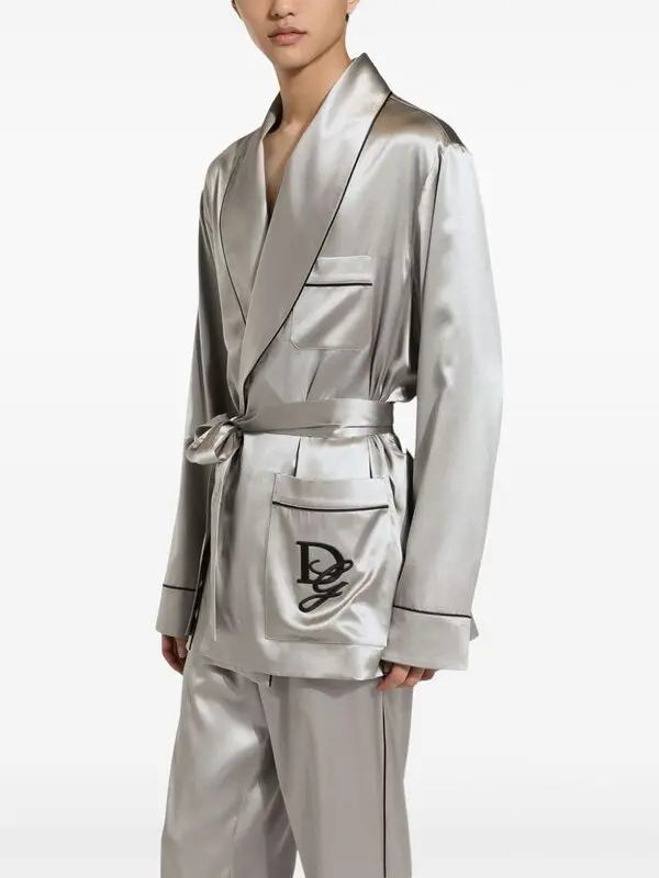 Dolce & Gabbana Silk Satin Robe - Grey